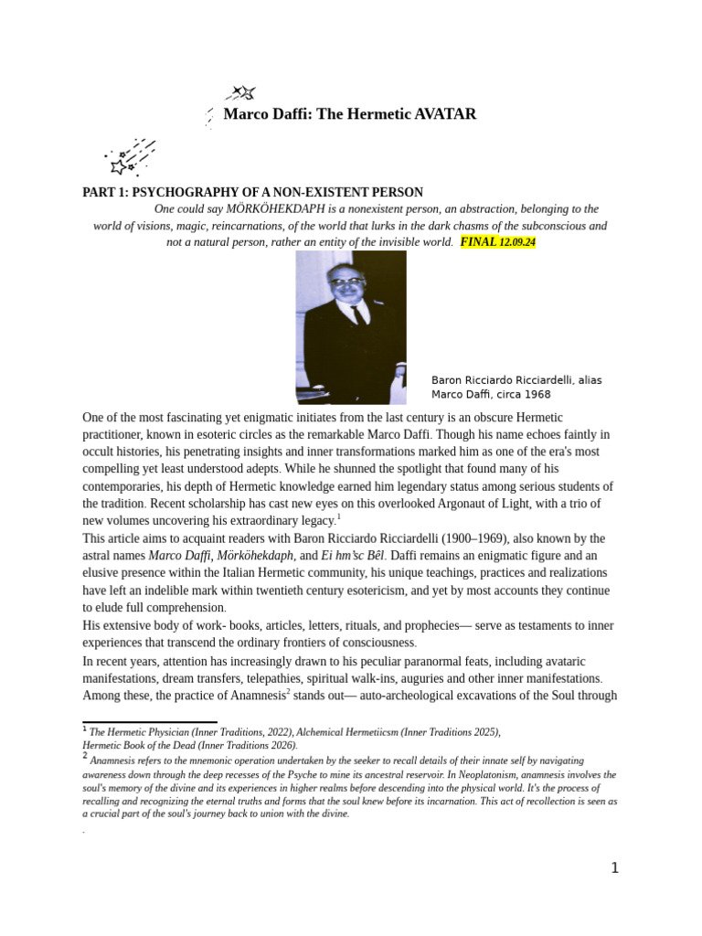Marco Daffi: Hermetic Insights Unveiled | PDF | Hermeticism | Soul