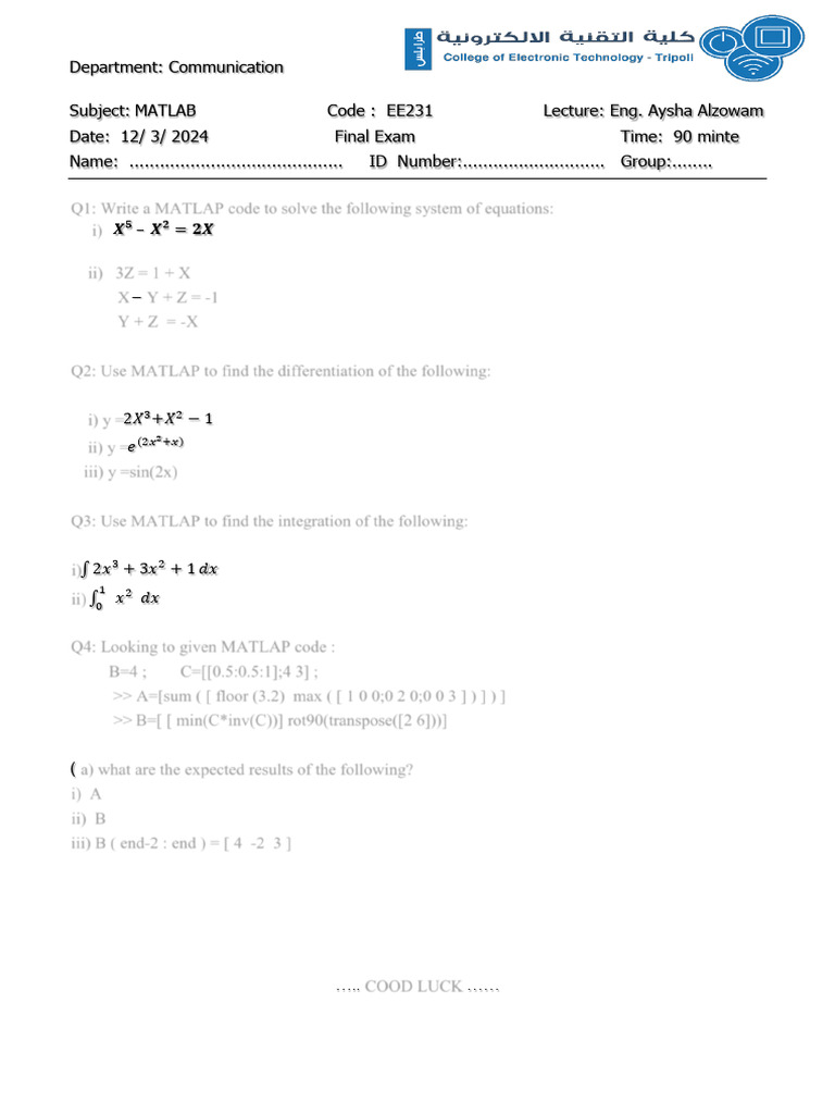 final exam 12-3-2024 | PDF