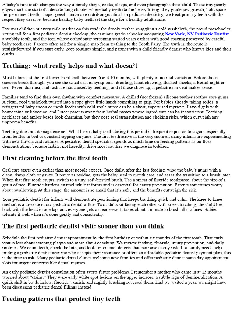 Pediatric Dentist Baby Teeth Care: Teething to Tooth Fairy 142728 | PDF ...