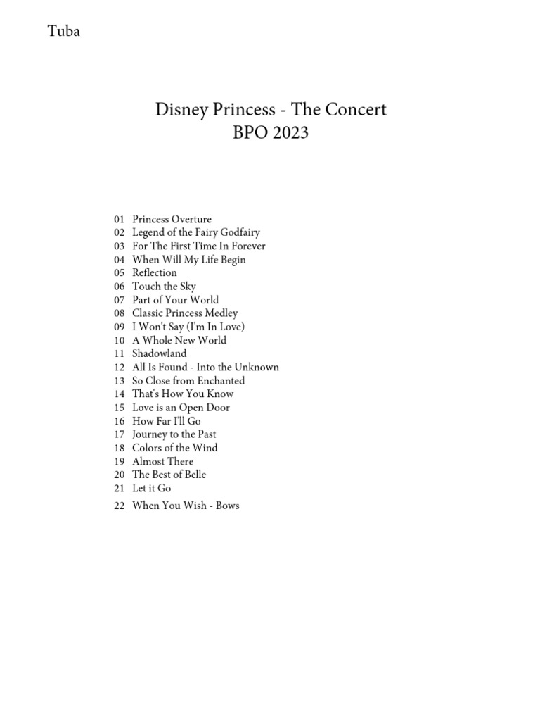 Disney Princess Concert Program 2023 | PDF | The Walt Disney Company