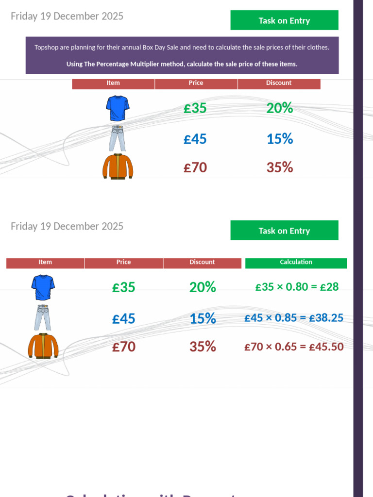 Topshop Box Day Sale Price Calculations | PDF | Percentage