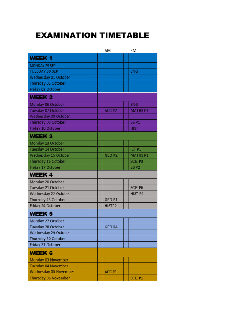 Examination Timetable 2 | PDF