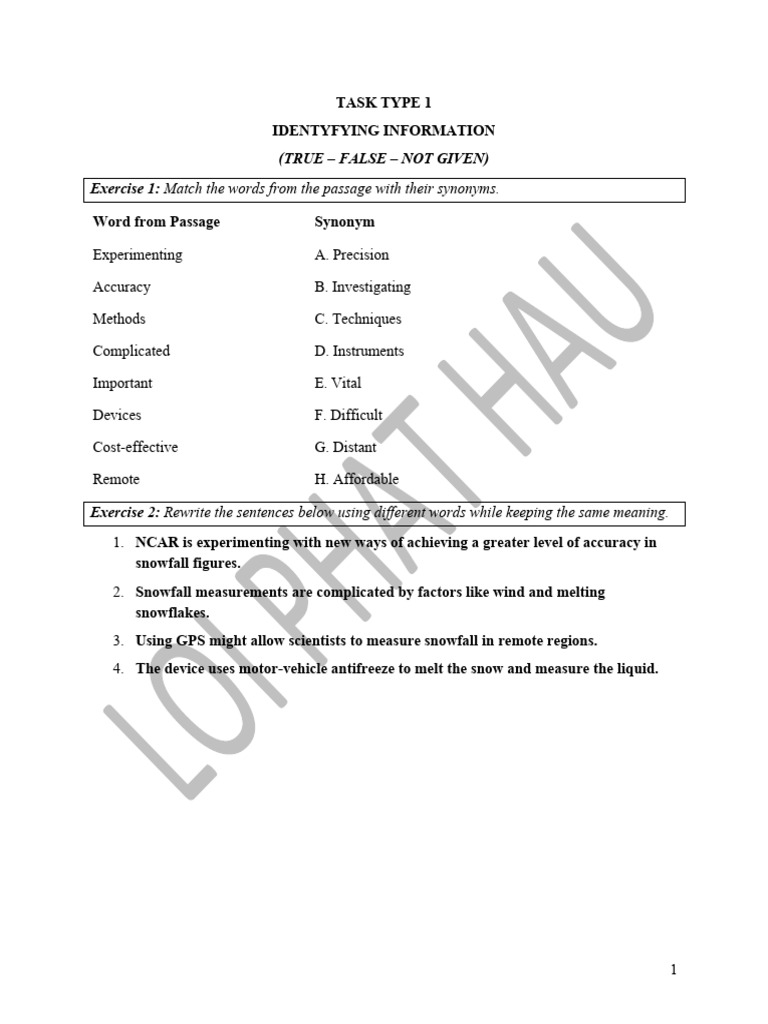 Task Type 1-3 - Reading | PDF