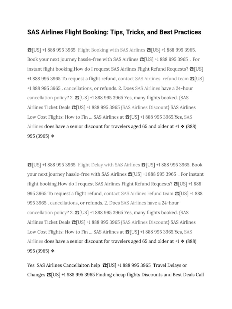 SAS Airlines Flight Booking_ Tips, Tricks, And Best Practices | PDF ...
