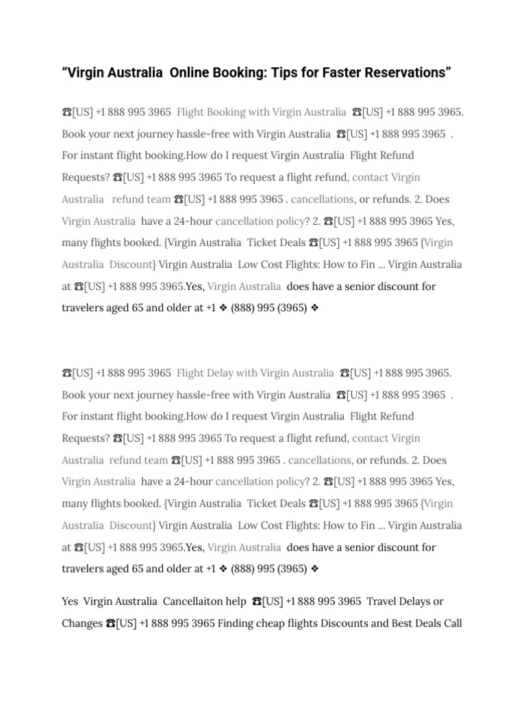 Virgin Australia Booking Tips & Support | PDF | Airlines