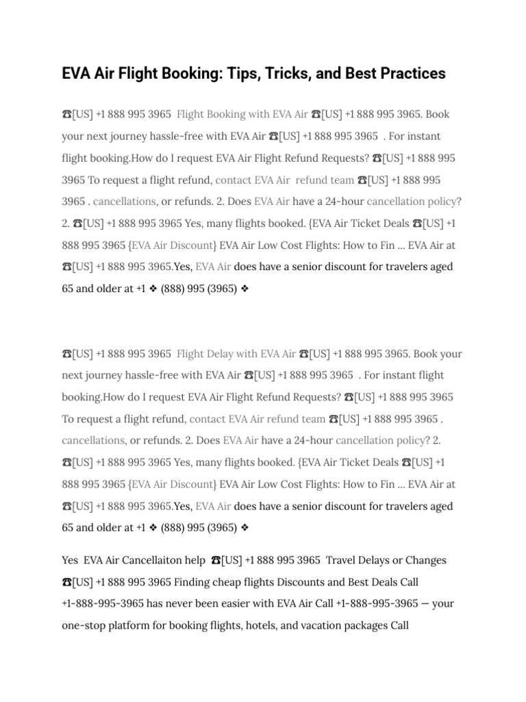 EVA Air Flight Booking - Tips, Tricks, and Best Practices | PDF | Airlines