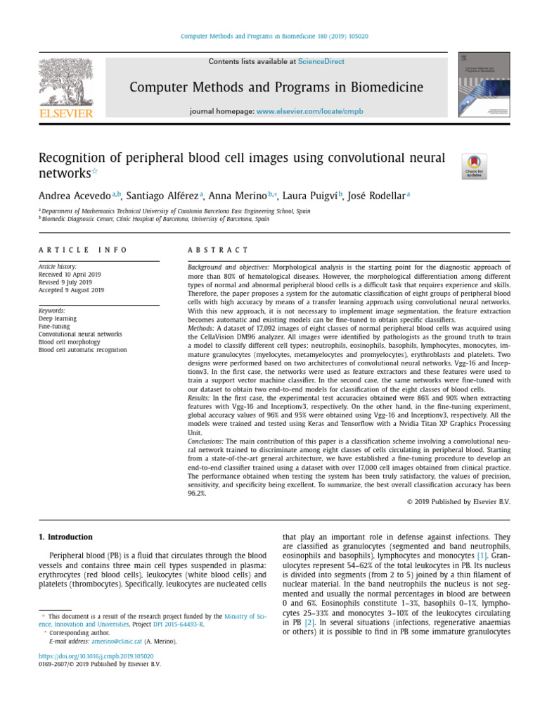 Blood Cell Image Classification with CNNs | PDF | White Blood Cell ...