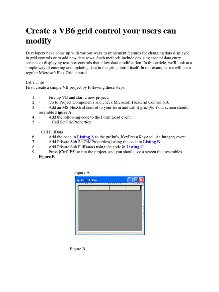 Create A Vb6 Grid Control Your Users Can Modify Pdf Computer Engineering Computing