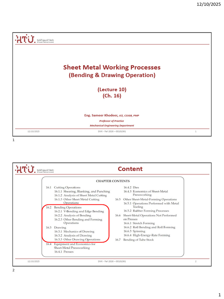 L10 Sheet Metal Working Processes (Bending Operations) | PDF | Bending ...