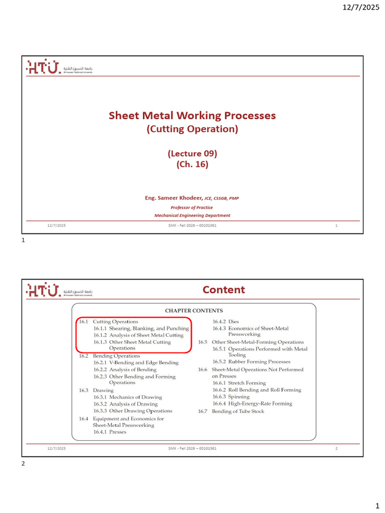 L09 Sheet Metal Working Processes (Cutting Operations) | PDF | Sheet ...