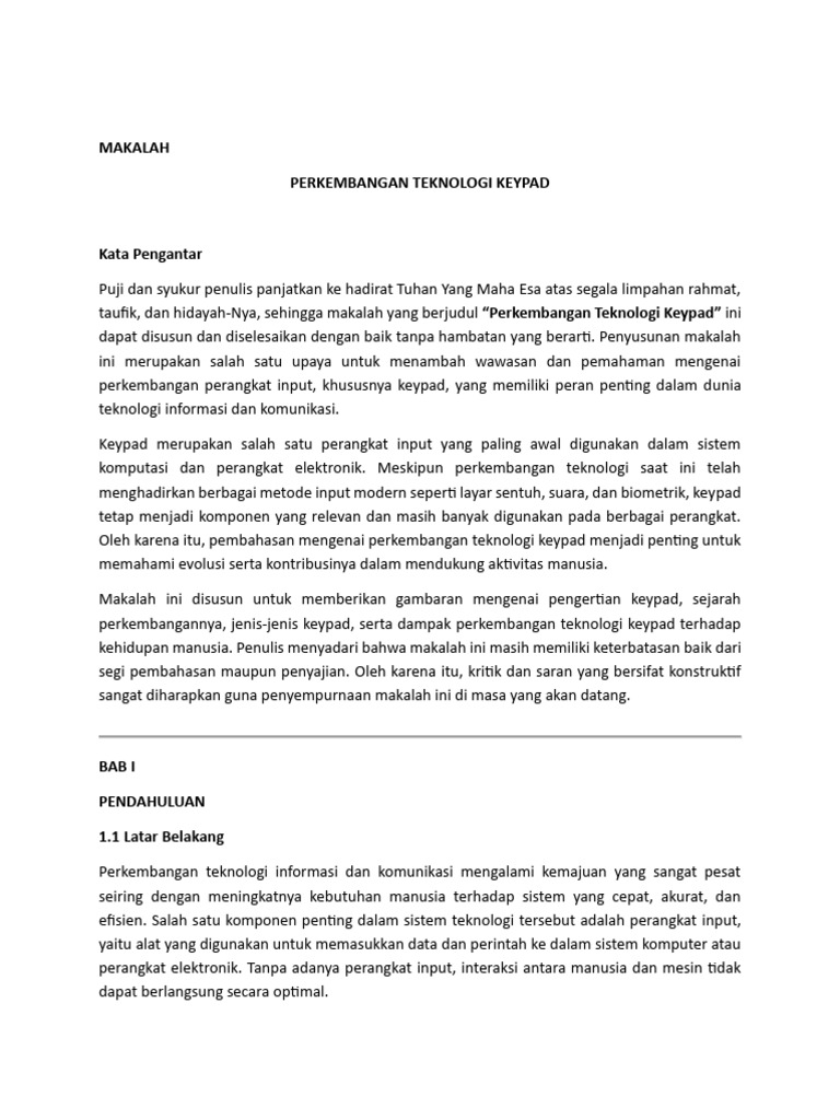 Perkembangan Teknologi Keypad | PDF