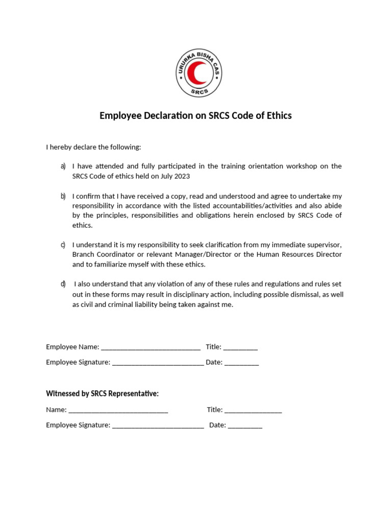 CoE Declaration Form 2023 | PDF