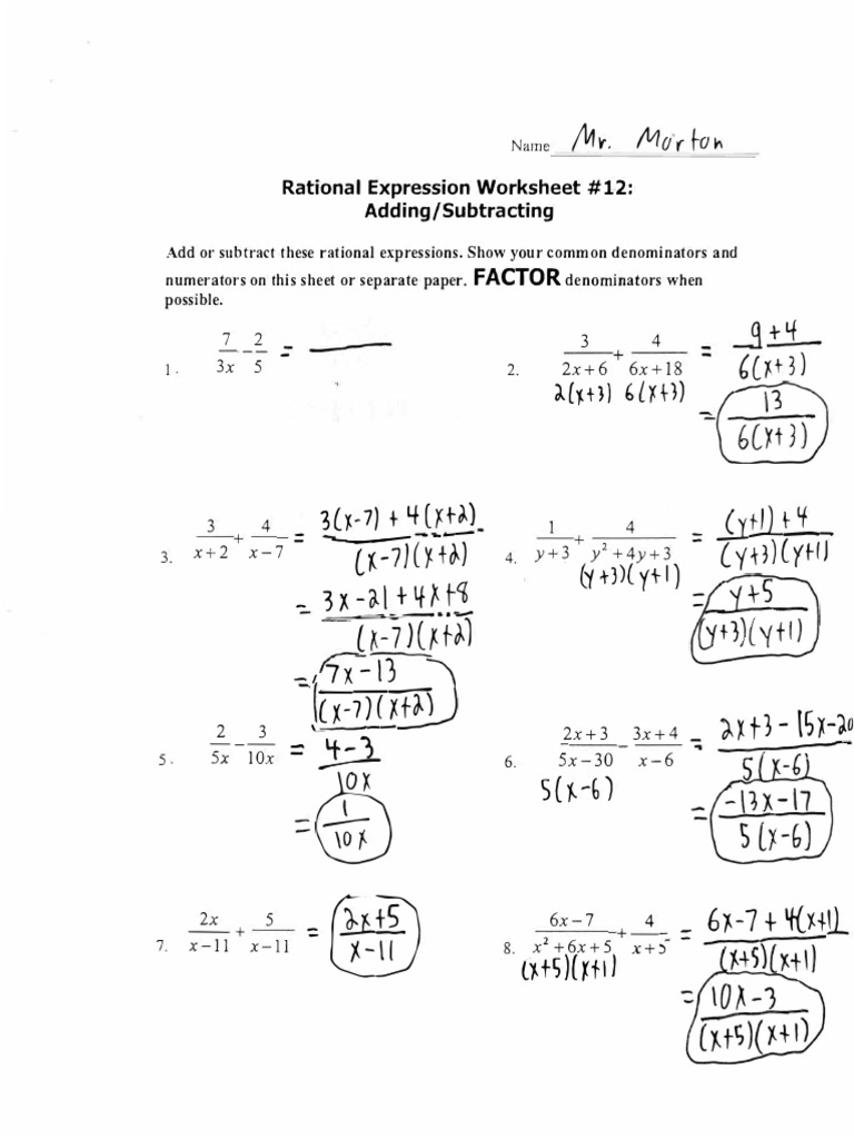 5 Adding and Subtracting HW | PDF