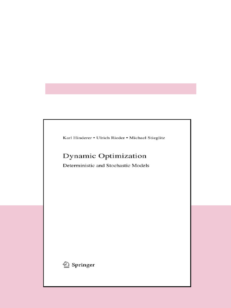 Dynamic Optimization Deterministic And Stochastic Models Karl Hinderer Ready to Read | PDF ...