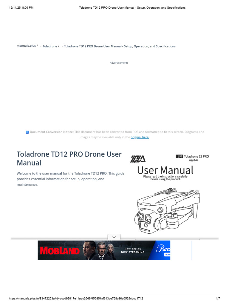 Toladrone TD12 PRO Drone Manual | PDF | Unmanned Aerial Vehicle ...
