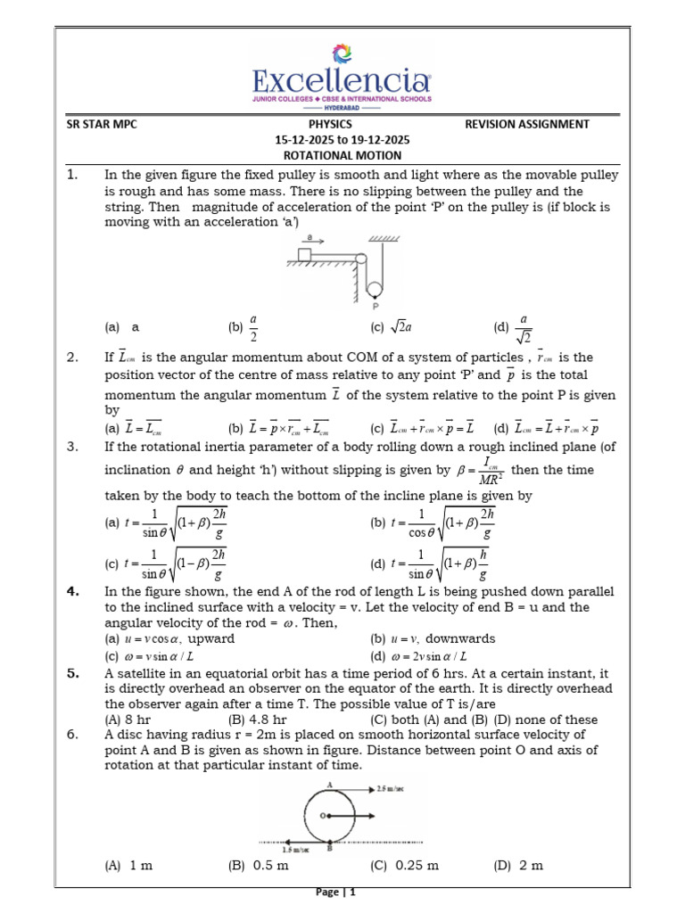 p14. Sr Star Mpc Physics Revision Assignment_rotational Motion_(15!12 ...