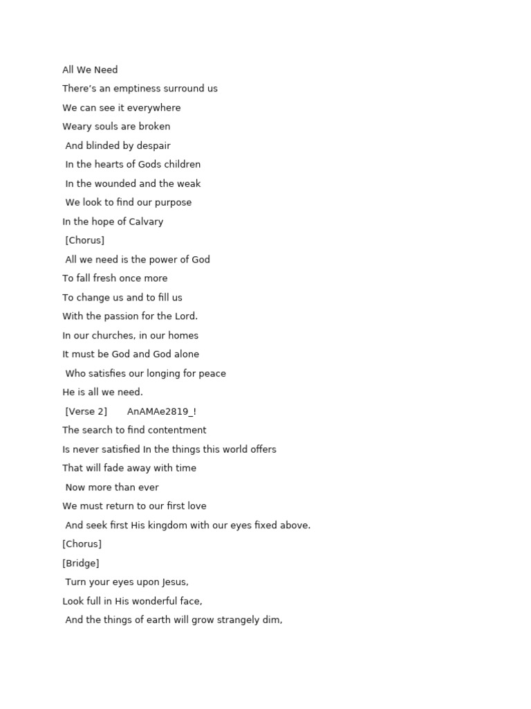 All We Need | PDF