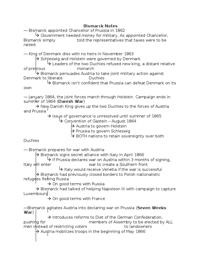 Bismarck Notes | PDF | Otto Von Bismarck | Prussia