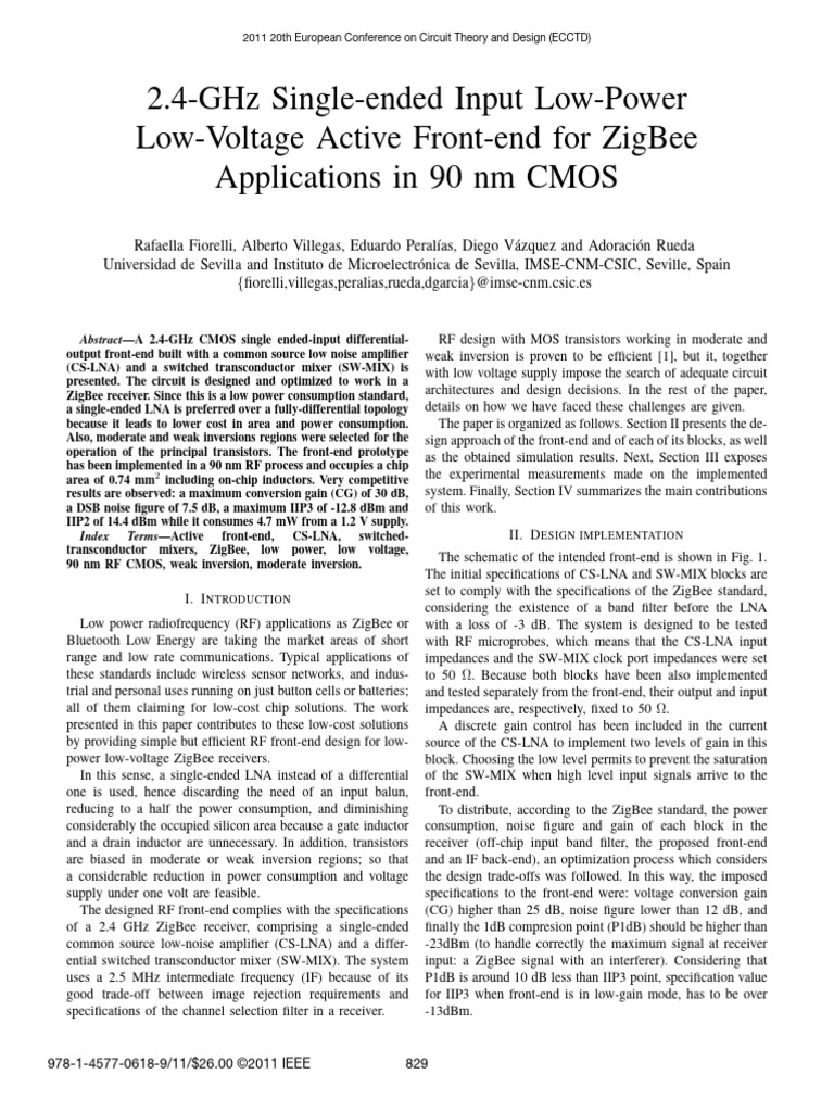 2.4-Ghz Lna in 90nm Cmos | PDF | Amplifier | Cmos