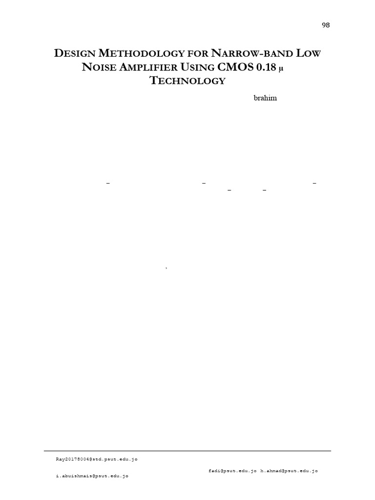 Design Methodology for CMOS LNA | PDF | Cmos | Amplifier