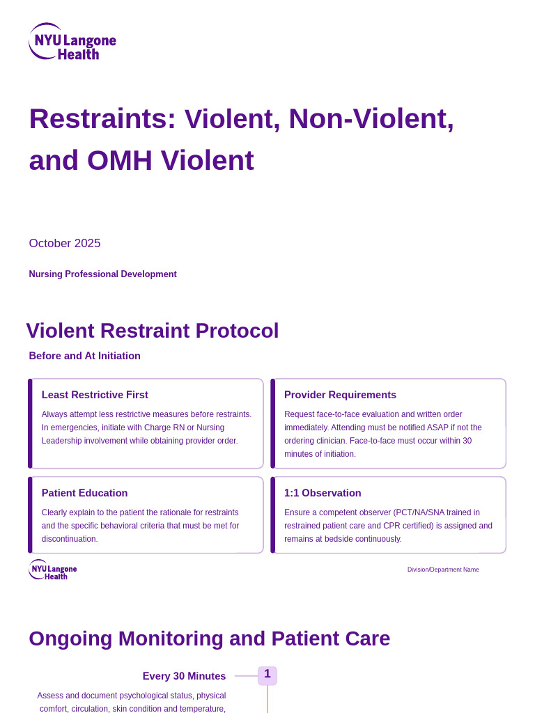 Nursing Restraint Protocols Guide | PDF | Medical Specialties ...
