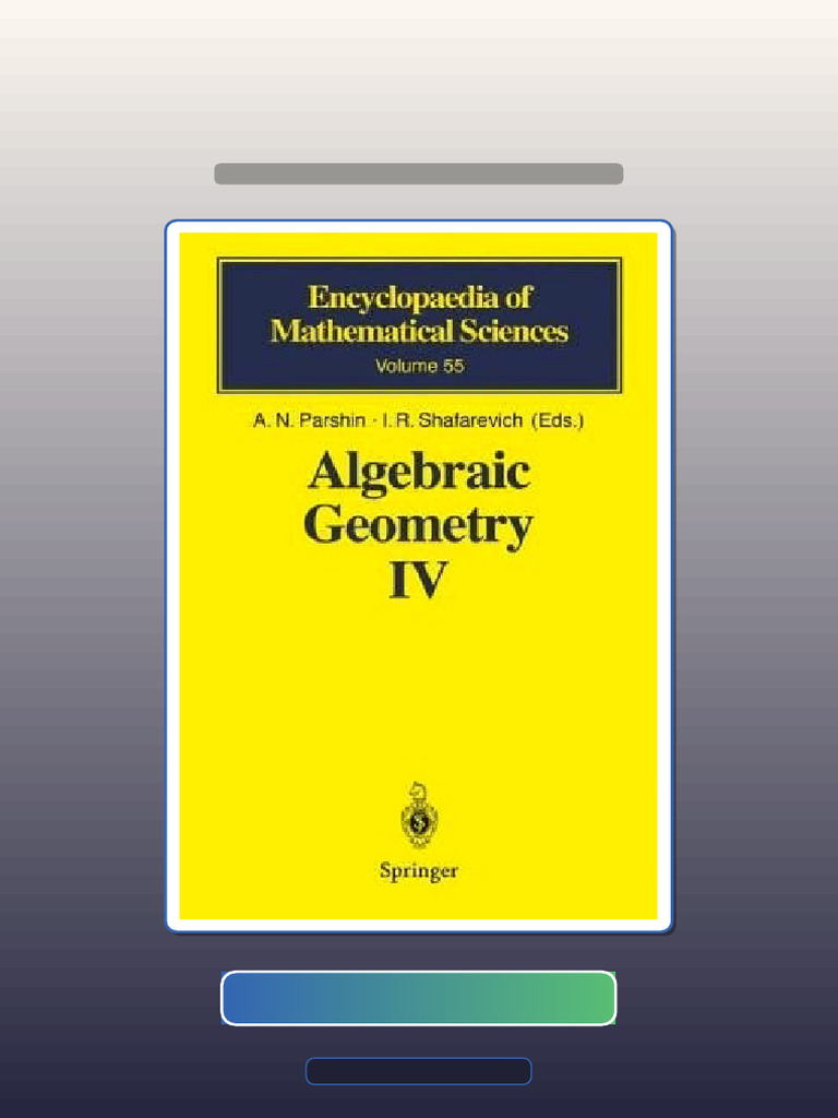 Test Bank For Algebraic Geometry IV EncMath55 Springer 1994 Ebook and ...