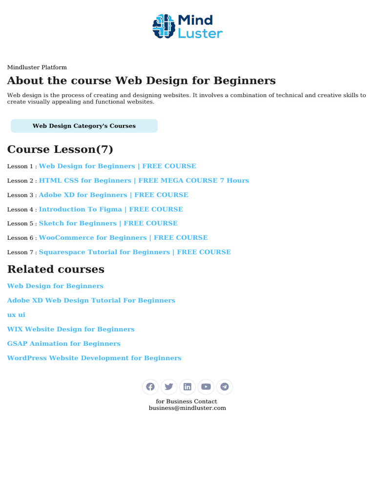 Web Design for Beginners Course Content (1) | PDF