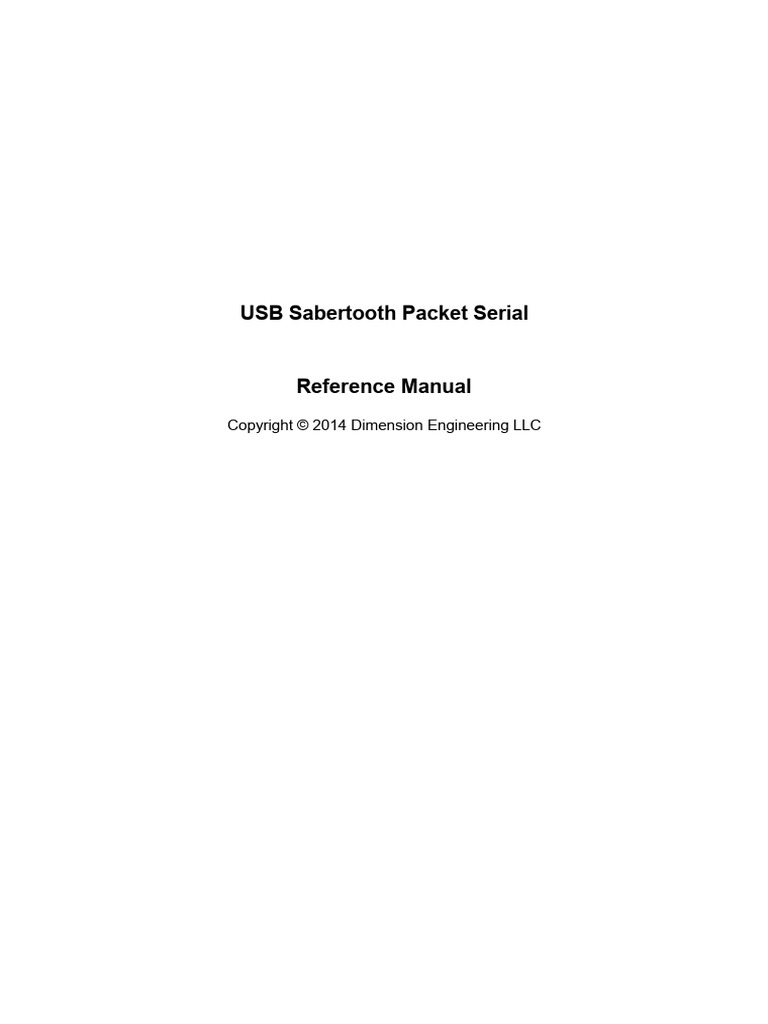 Usb Sabertooth Packet Serial Reference | PDF | Computer Data | Computer ...