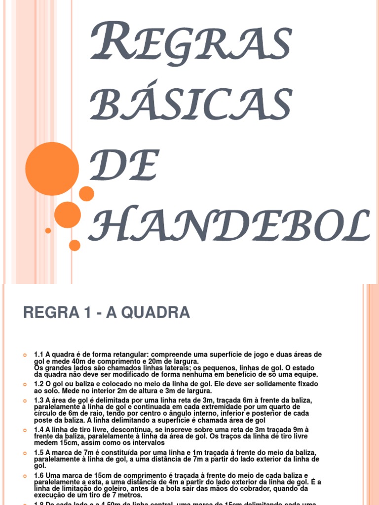 Regras Básicas de Handebol | PDF | Regras e regulamentos esportivos ...