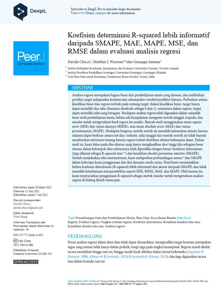 The Coefficient of Determination R-squared is More Id | PDF