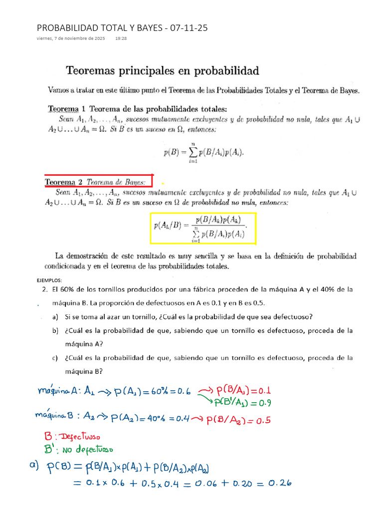 Probabilidad Total y Bayes - 07-11-25 | PDF