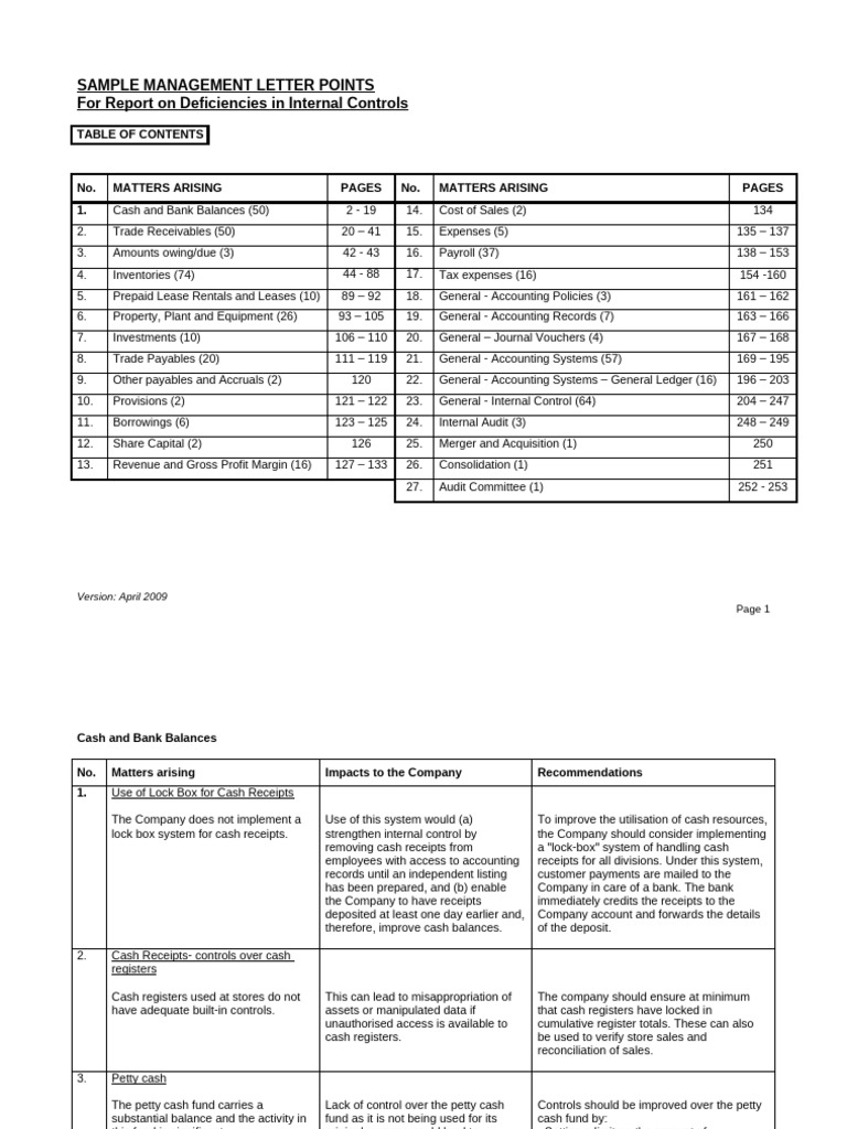Internal Control Deficiencies Report | PDF | Cheque | Banks