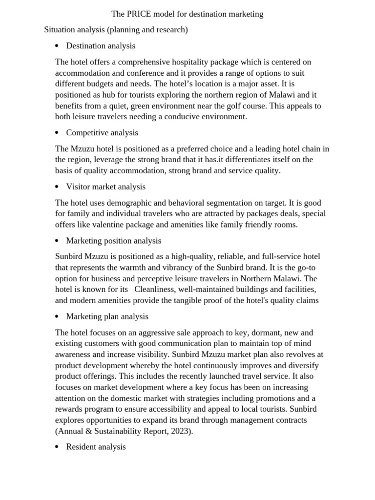 The PRICE Model for Destination Marketing-1 | PDF | Brand | Marketing