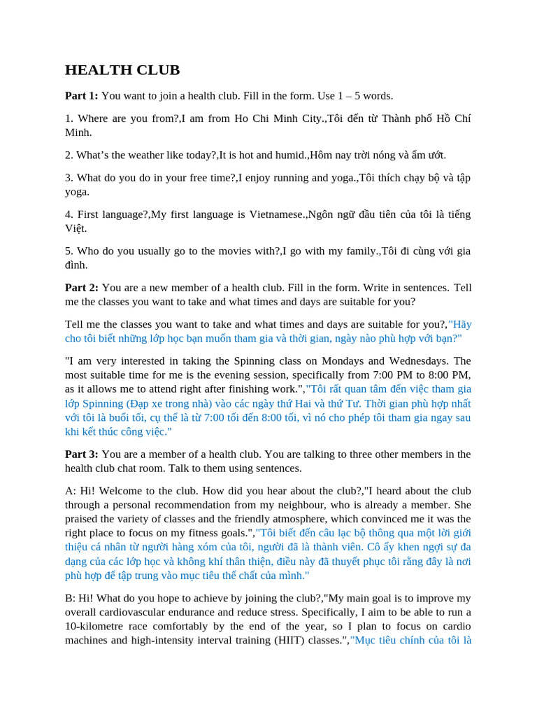 Health Club | PDF