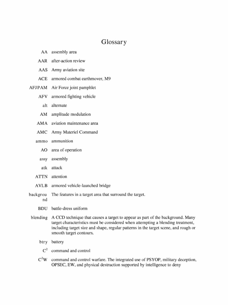 Military Terminology Glossary | PDF | Technology & Engineering