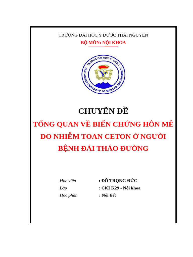Đ Đ C CĐ Hôn Mê Do Toan Ceton ĐTĐ | PDF