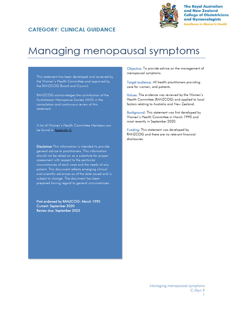 Managing Menopausal Symptoms | PDF | Menopause | Cardiovascular Diseases