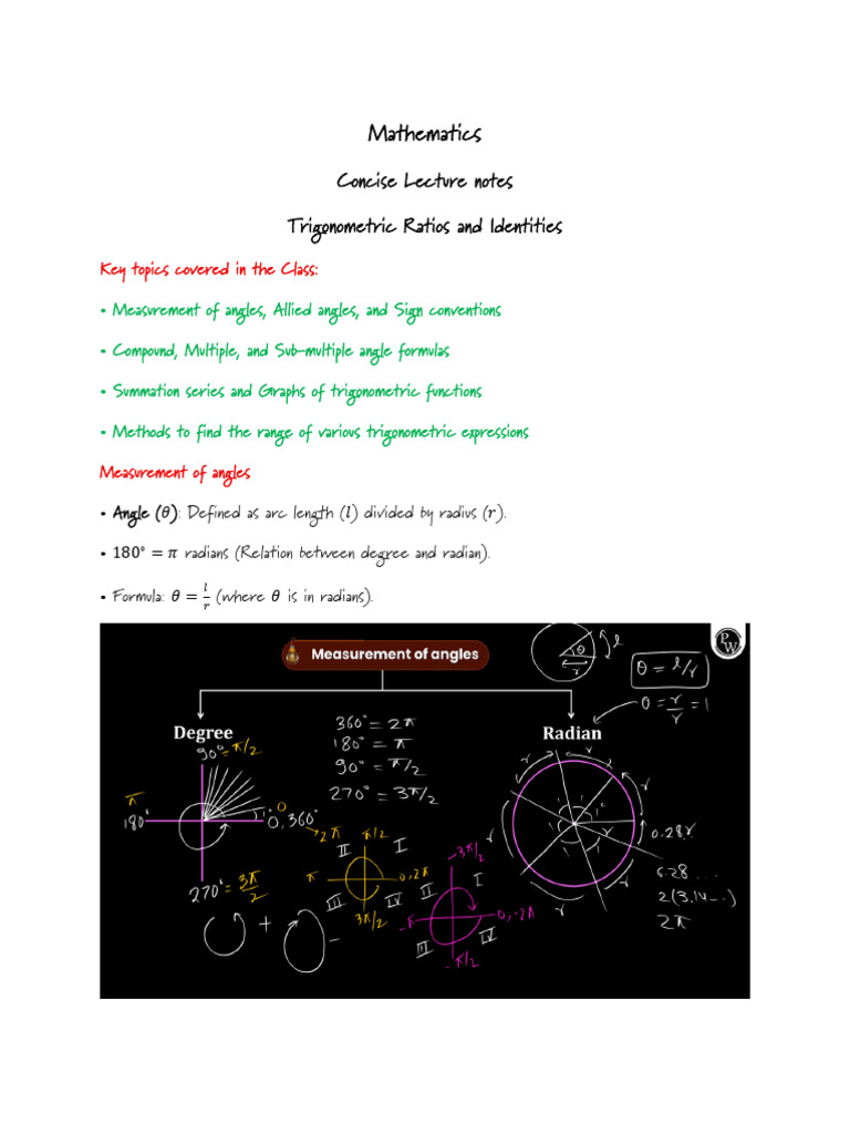 Trigonometric Ratios and Identities Guide | PDF | Trigonometric ...