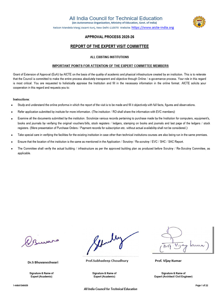 AICTE Approval Process Report 2025-26 | PDF | Engineering