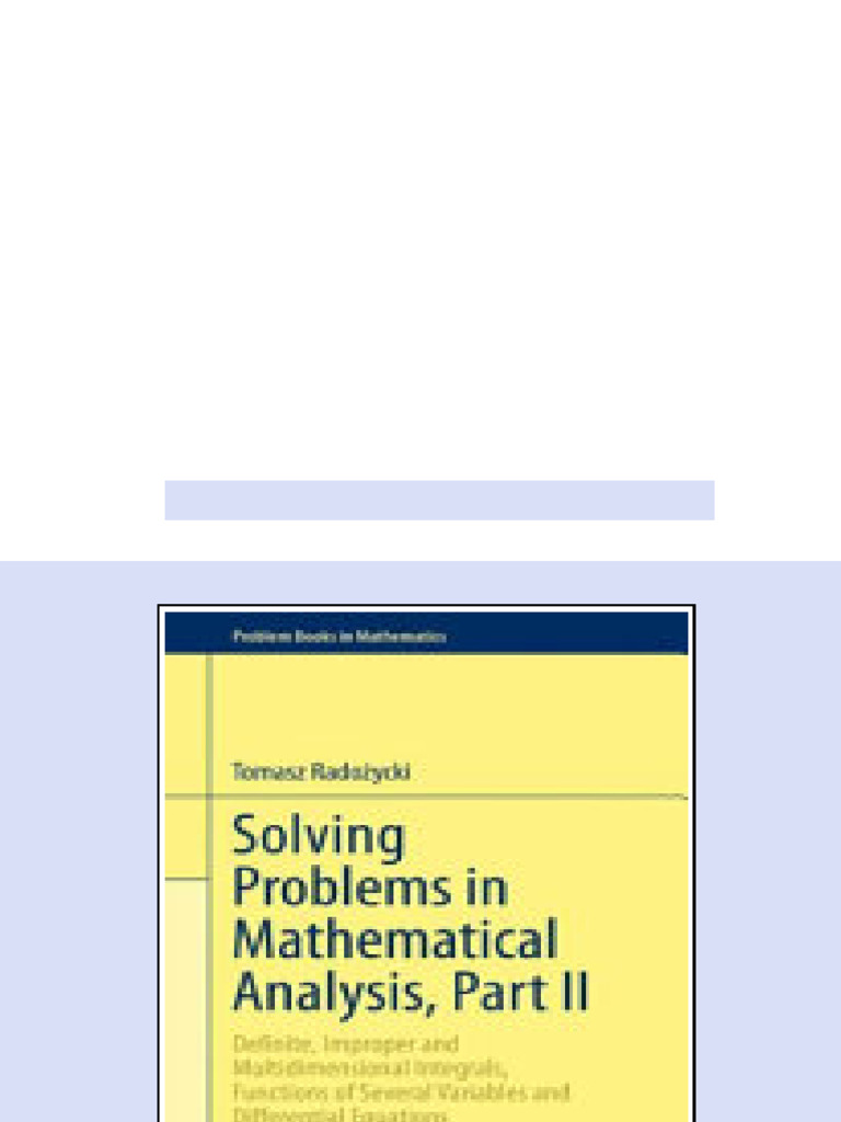 (Ebook) Solving Problems in Mathematical Analysis, Part II: Definite ...