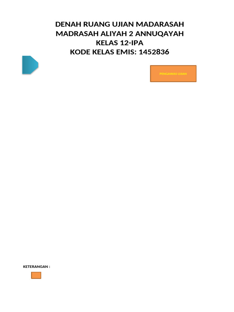 Denah Ruang Ujian Madrasah Aliyah | PDF