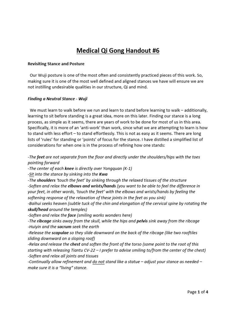 Medical Qi Gong Handout #6 - Revised Mar 2024 | PDF | Breathing