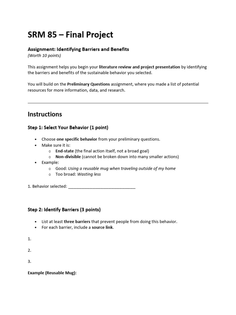 SRM 85 Module 6 Final Project HW | PDF | Behavior