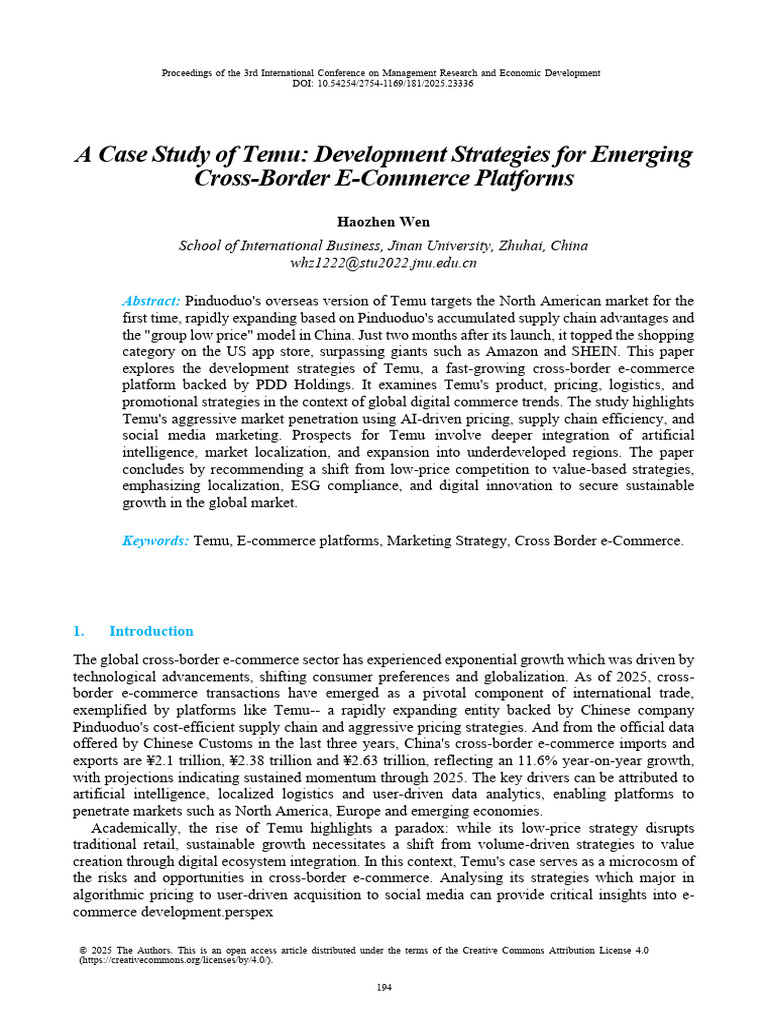 Temu's Strategies in Cross-Border E-Commerce | PDF | E Commerce | Pricing