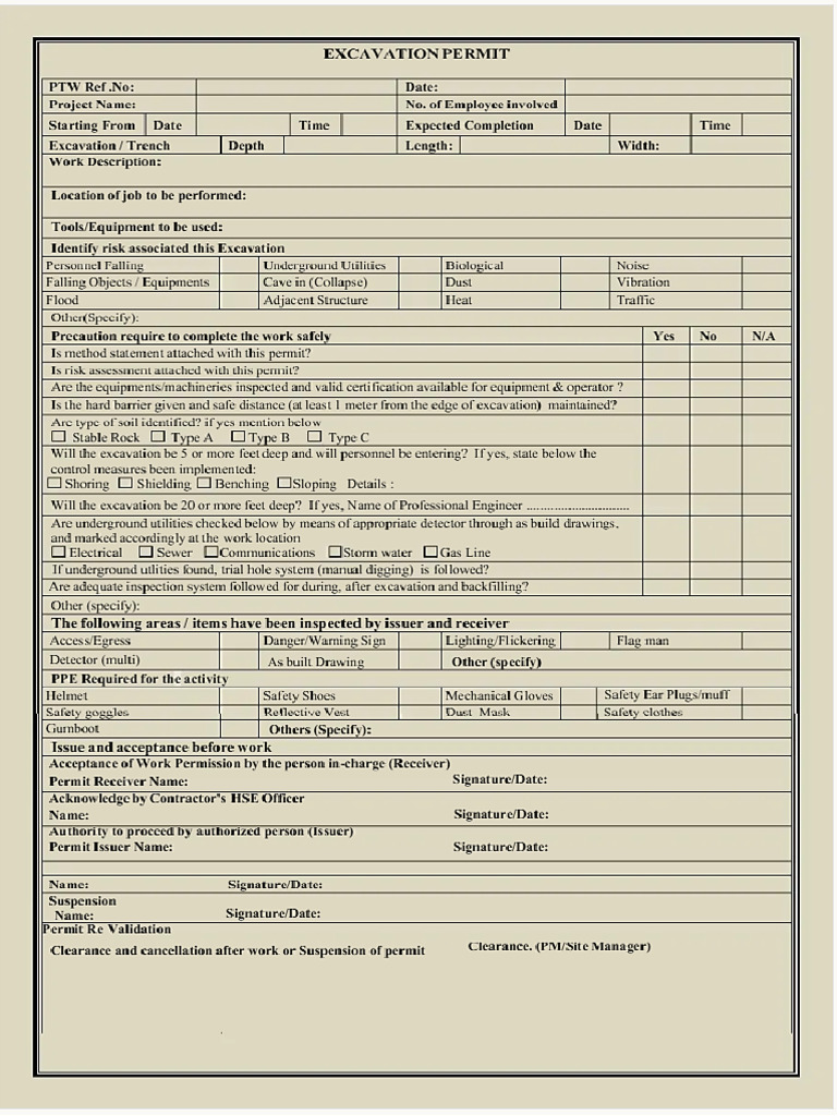 Excavation Permit | PDF