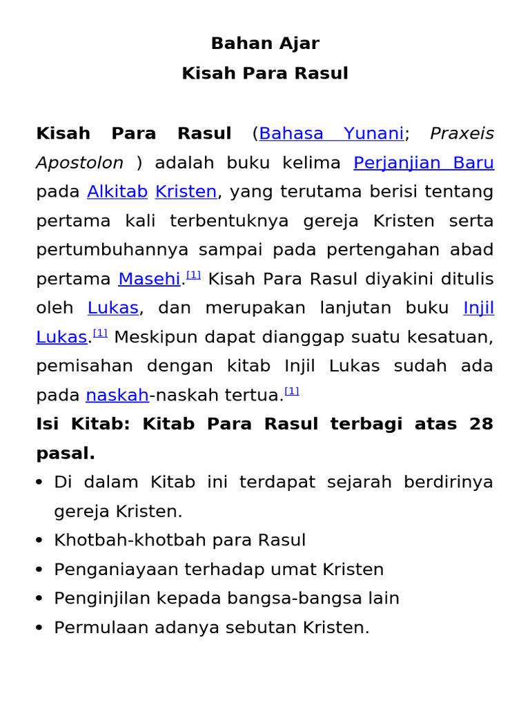 Bahan Ajar Kisah Para Rasul | PDF