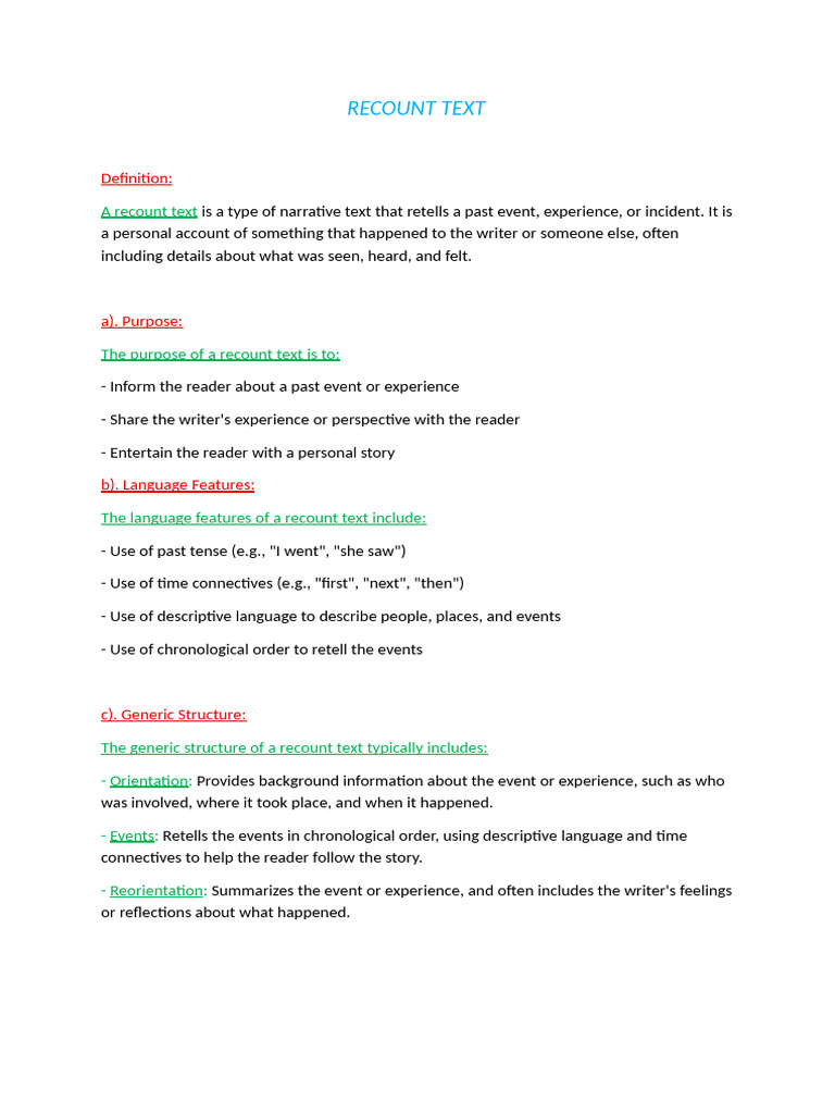 Recount Text | PDF