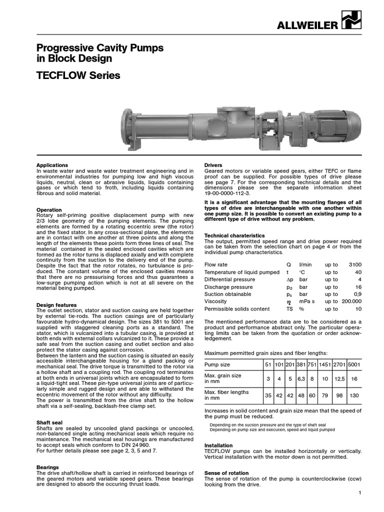 Allweiler Tecflow Pumps | PDF | Pump | Mechanical Engineering