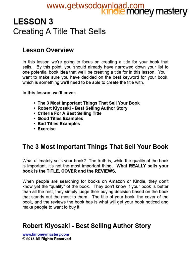 Lesson 3 Creating a Title That Sells Summary | PDF | Reserved Word
