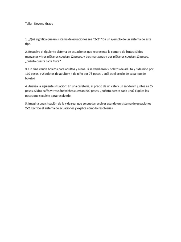 Taller Noveno Segundo Periodo | PDF